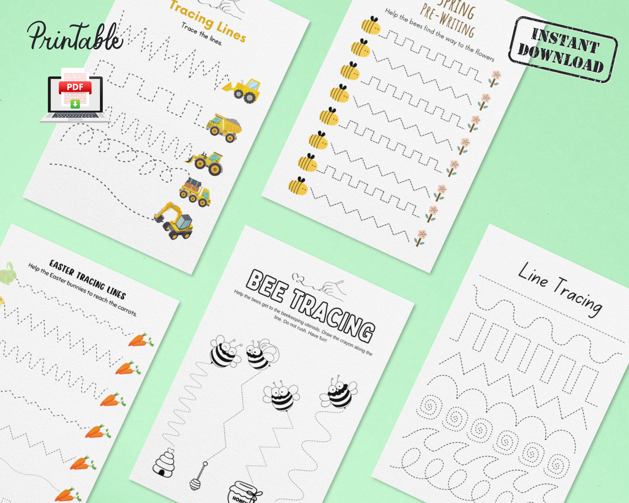 Tracing Worksheets Mega Bundle 100 Pages, Interactive Tracing Exercises ...