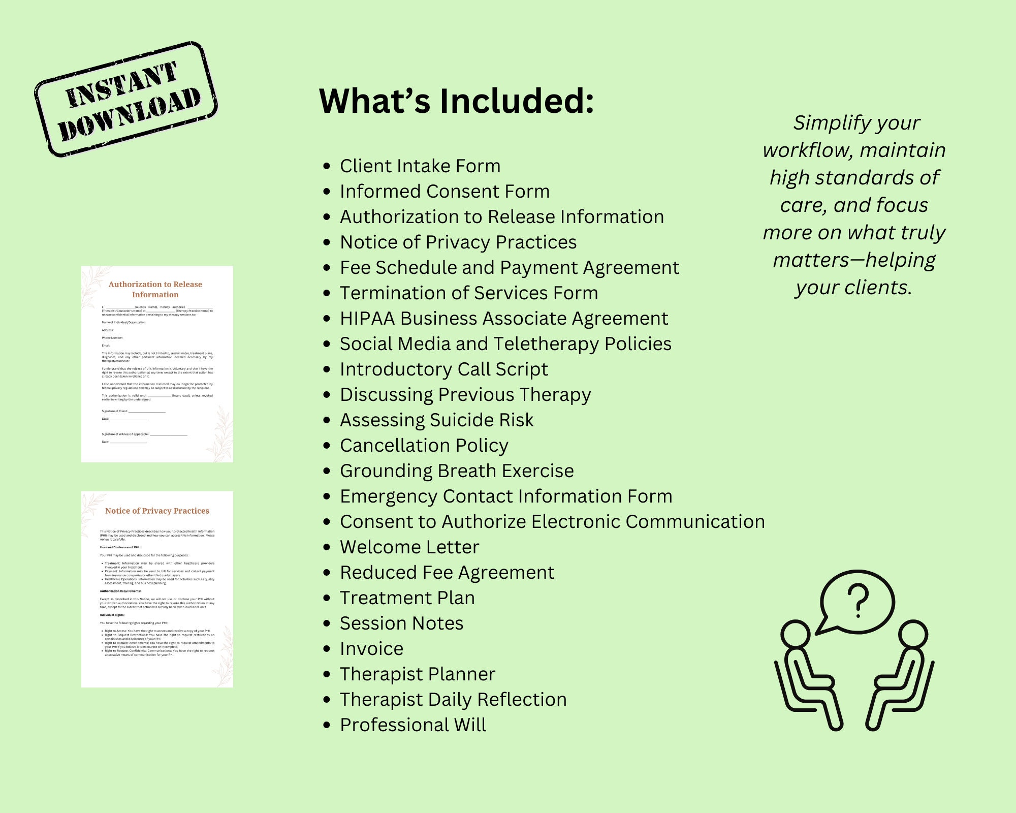 Therapist Forms Bundle: 56 Ready-to-use Templates (A4/US Letter PDF) - Etsy