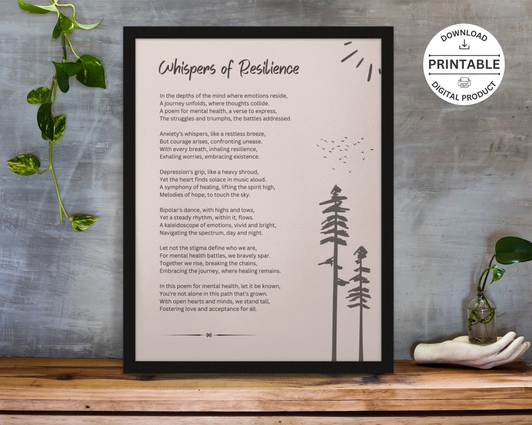 Whispers of Resilience Poem Poster | Mental Health Poster | Printable ...