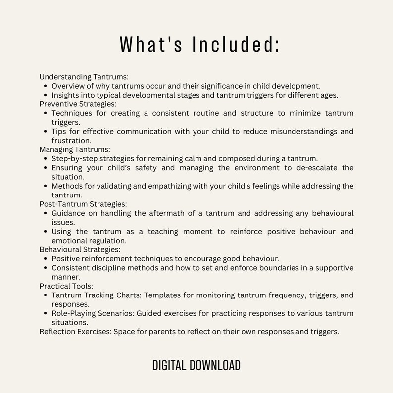 Dealing With Tantrums Workbook, Comprehensive Guide, Parenting ...