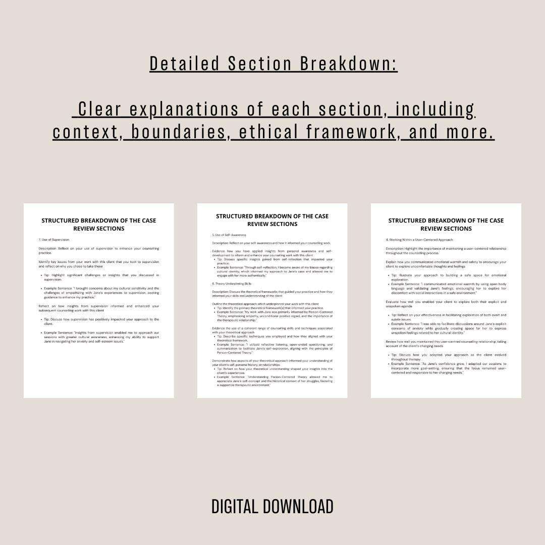 Therapeutic Counselling Case Review: Level 4 Diploma Example (PDF) - Etsy
