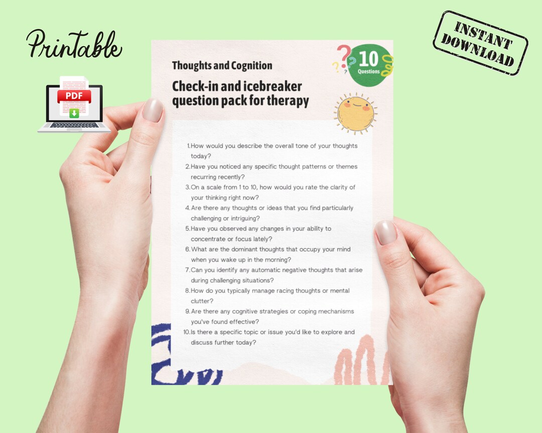 Check-in and Icebreaker Question Pack for Therapy, Therapy Question ...
