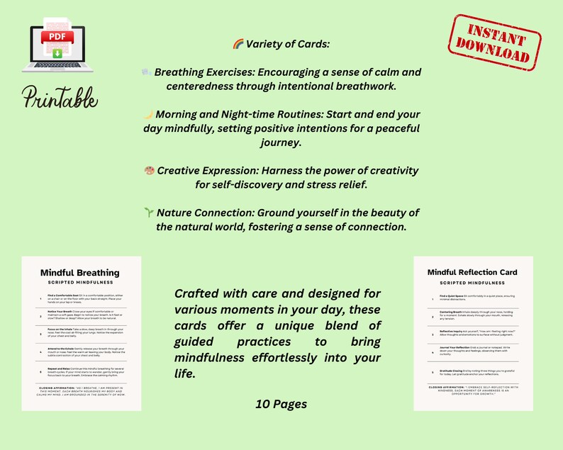 Scripted Mindfulness Cards: Guided Practices (A4 & US Letter PDF) - Etsy