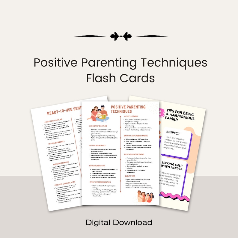 Positive Parenting Techniques Flash Cards With Ready-to-use Sentences ...