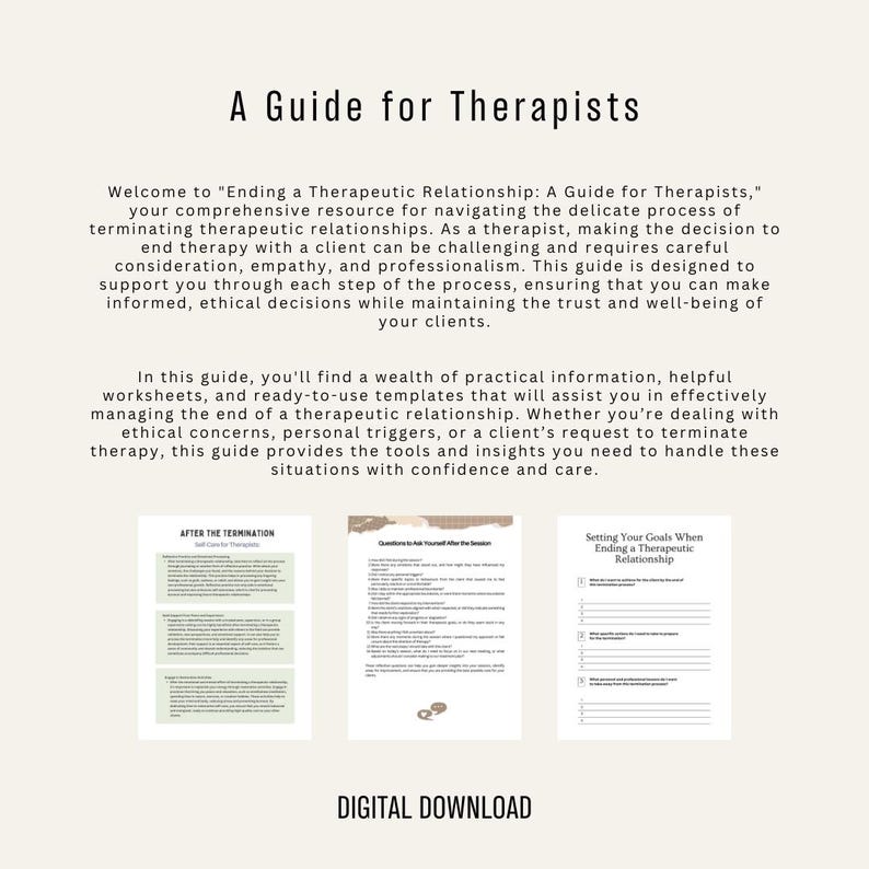 Therapist Termination Guide: Ending Therapy Templates (PDF) - Etsy
