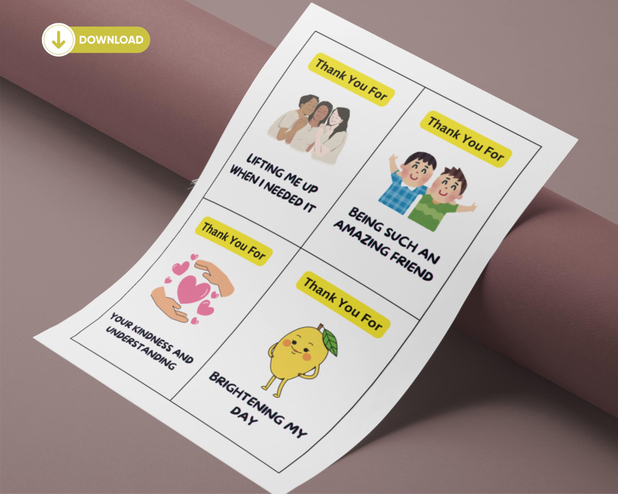 Printable Thank You Cards: Appreciation Notes (PDF) - Etsy