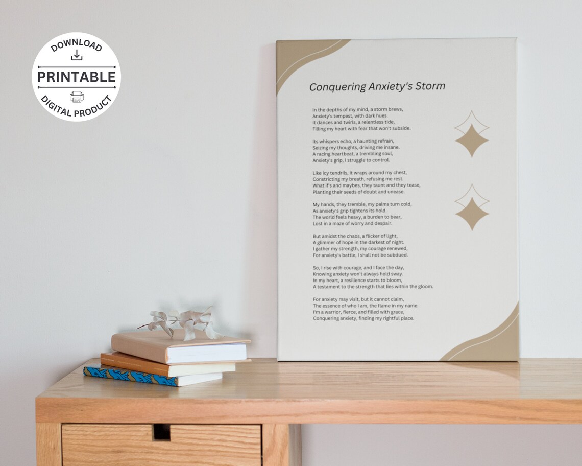 Conquering Anxiety's Storm Poem Poster Mental Health Poster Anxiety ...