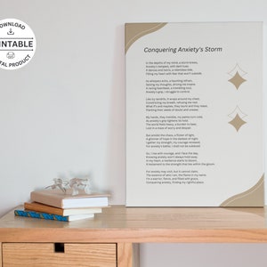 Conquering Anxiety's Storm Poem Poster | Mental Health Poster | Anxiety ...