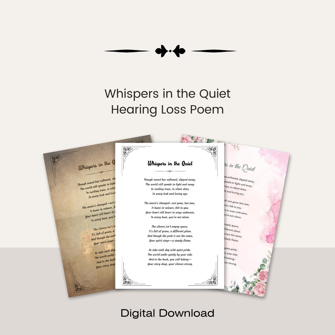 Hearing Loss Poem Whispers in the Quiet, Comfort Gift for the Deaf or ...