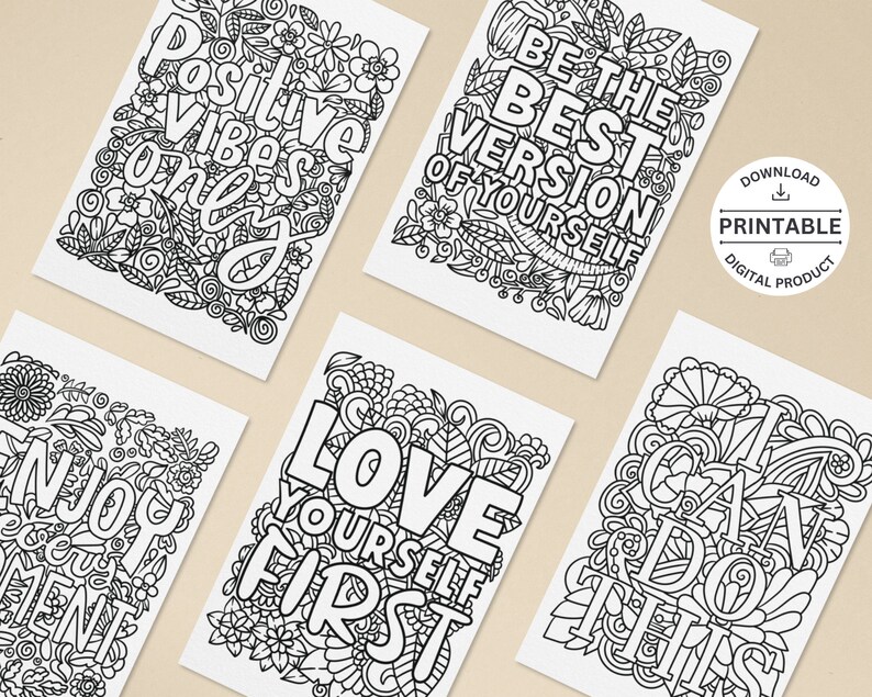 25 Colouring Pages Positive Affirmations Colouring Pages Stress Relief ...