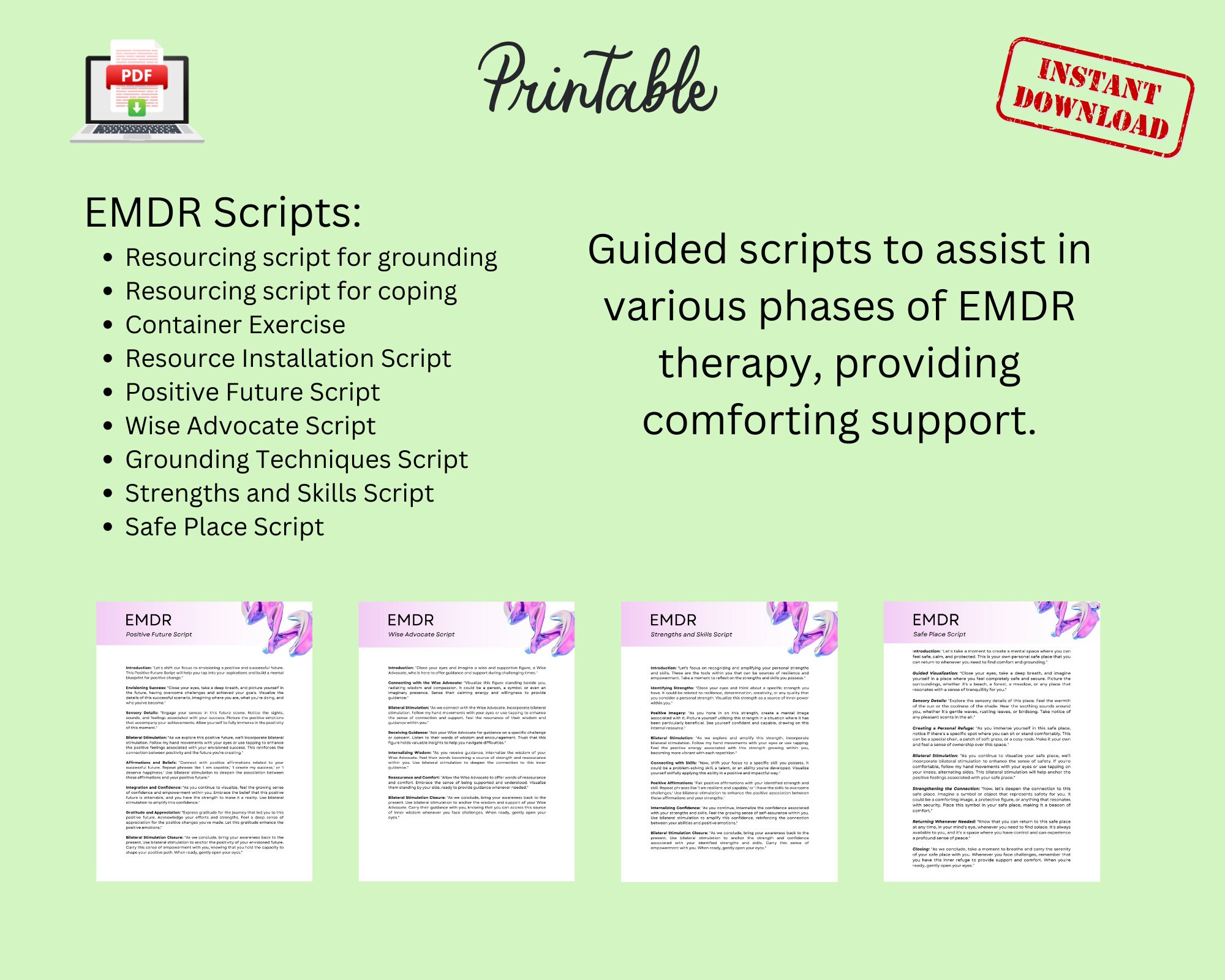 EMDR Bundle, EMDR Worksheets, EMDR Scripts, Information Cards ...