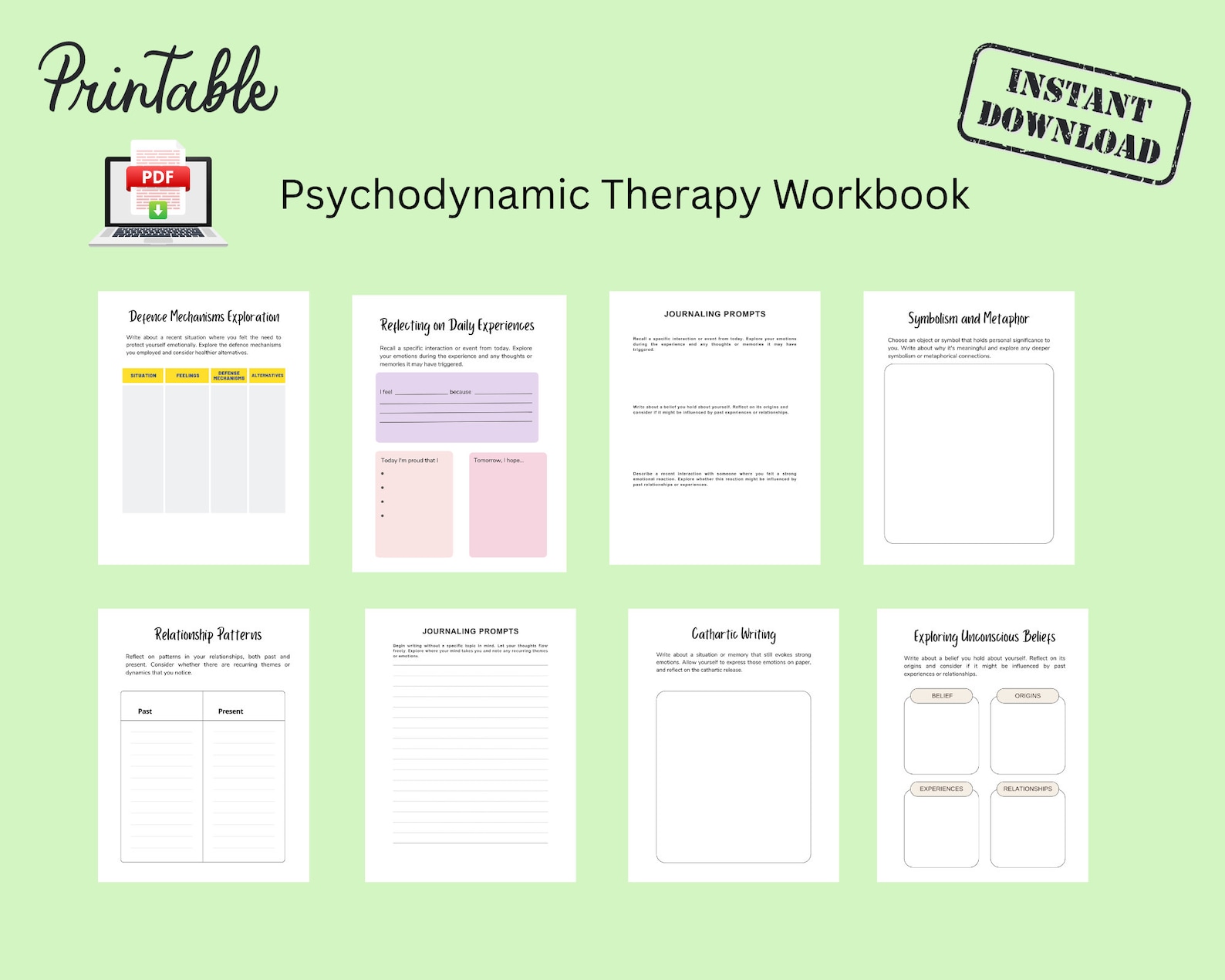 Psychodynamic Therapy Workbook: Self-exploration & Personal Growth (PDF ...