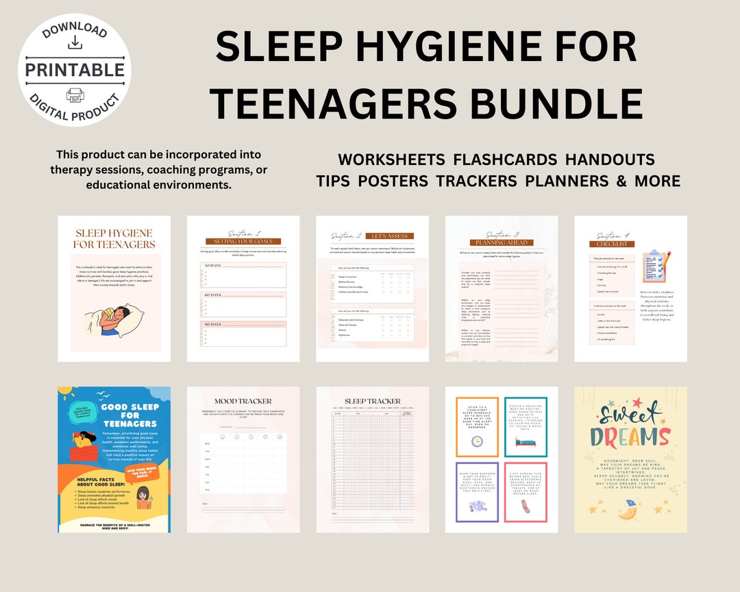 Sleep Hygiene for Teenagers Bundle | Therapy Toolkit | Printable ...