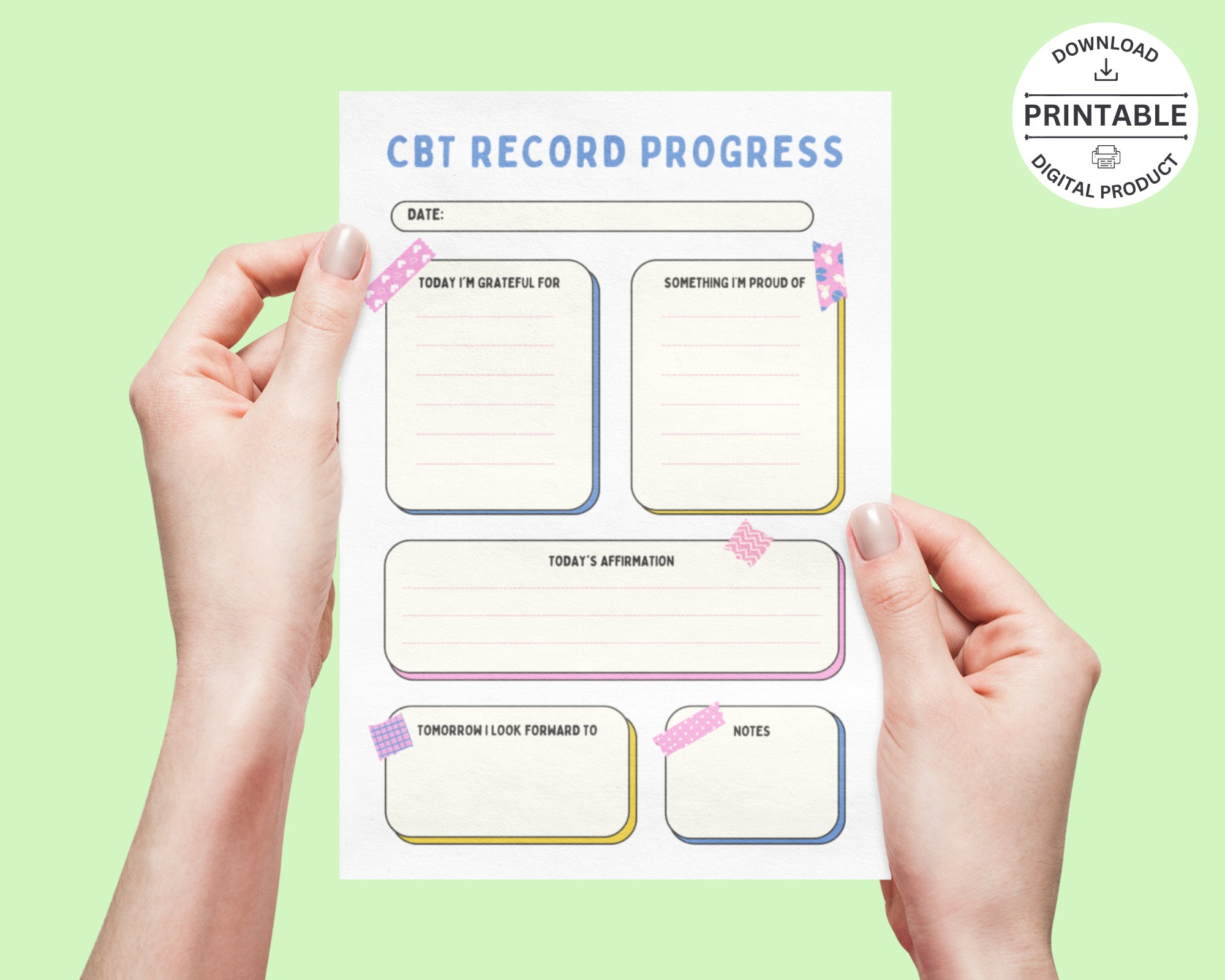 CBT Record Progress Worksheet Personal Growth CBT Self-help - Etsy