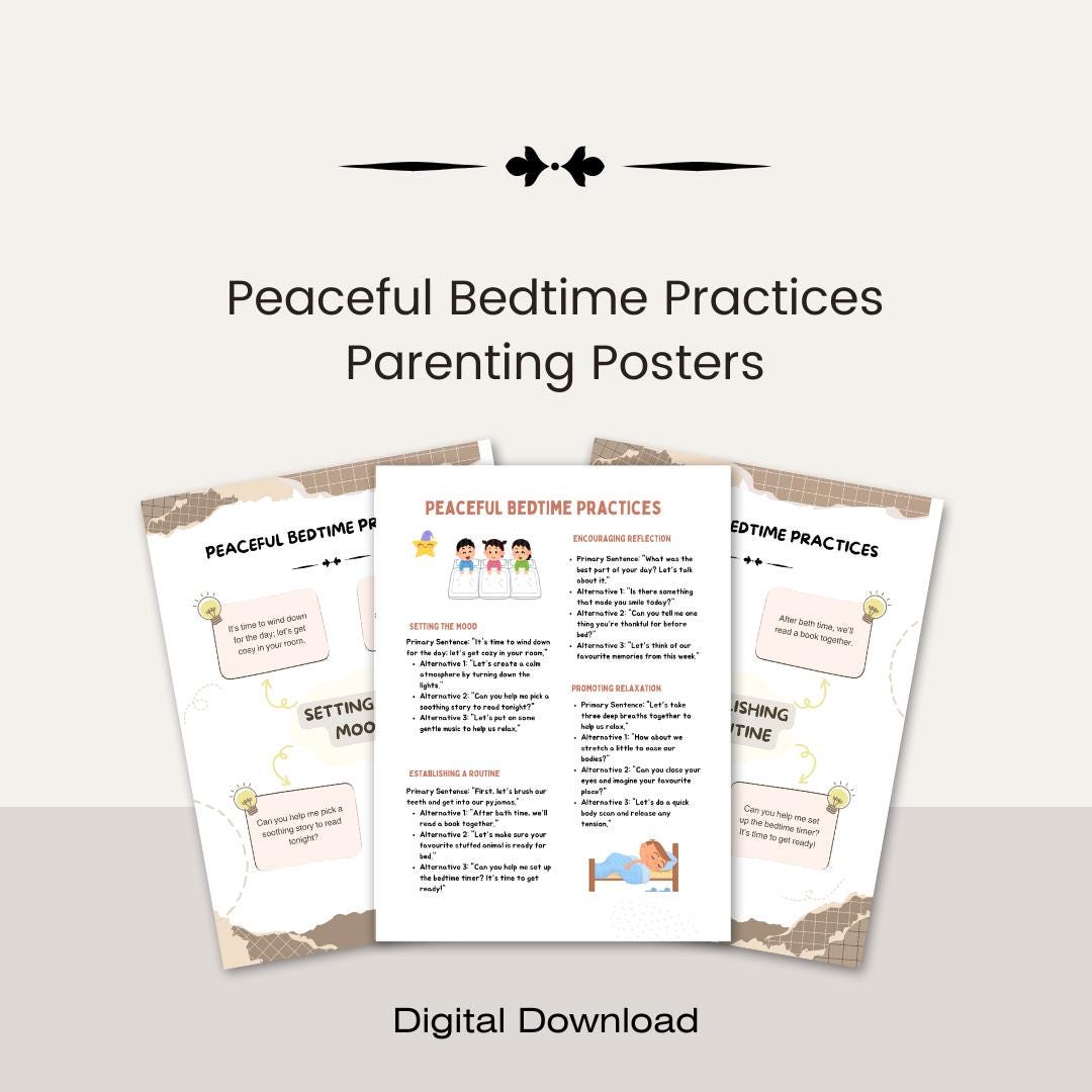 Bedtime Routine Posters: Calming Sentences, Family Resources (PDF) - Etsy