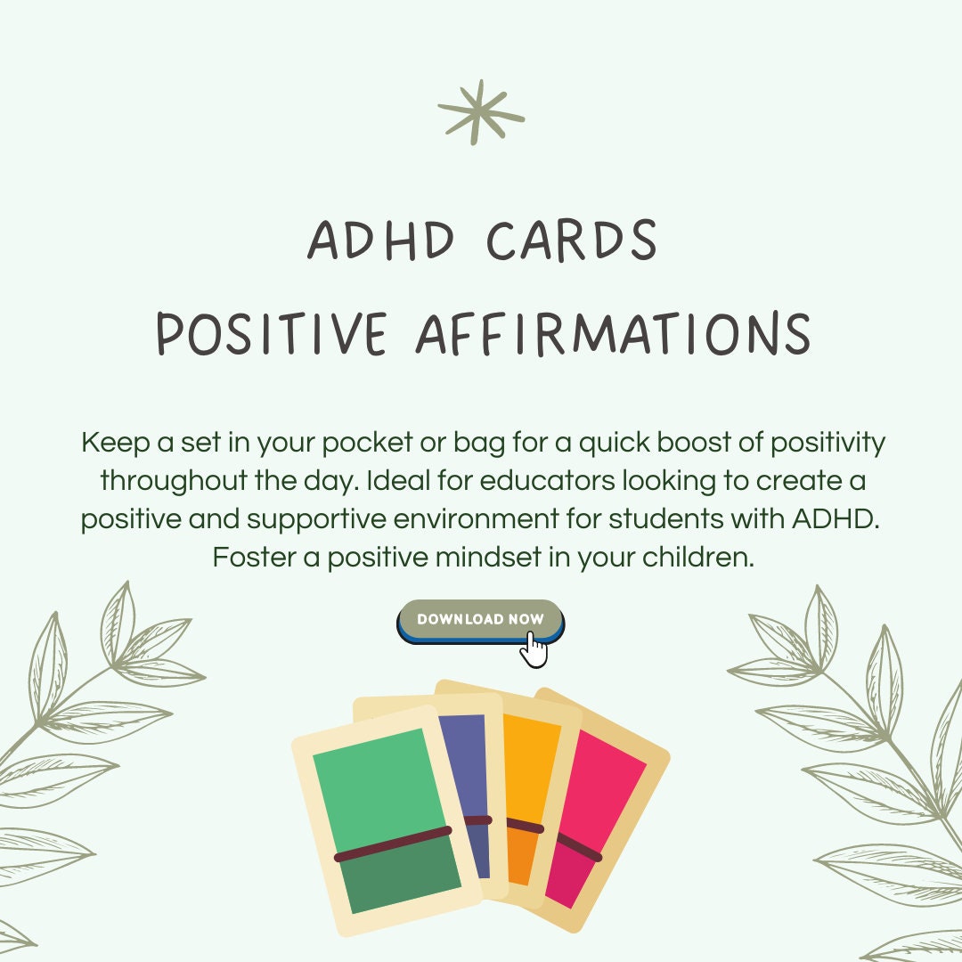 ADHD Positive Affirmation Cards: Empowerment & Mindfulness (A4/US ...