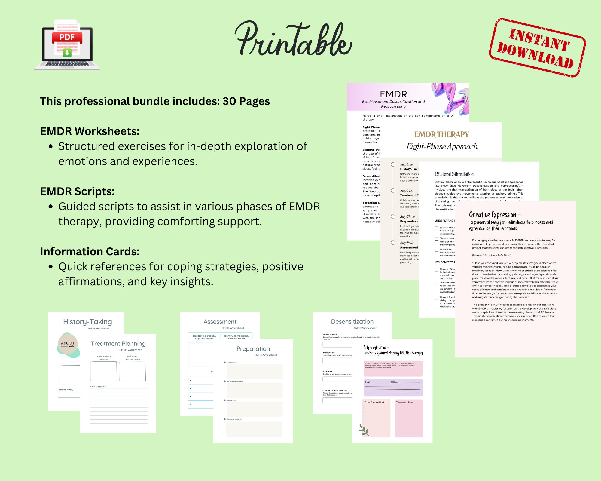 EMDR Bundle, EMDR Worksheets, EMDR Scripts, Information Cards ...