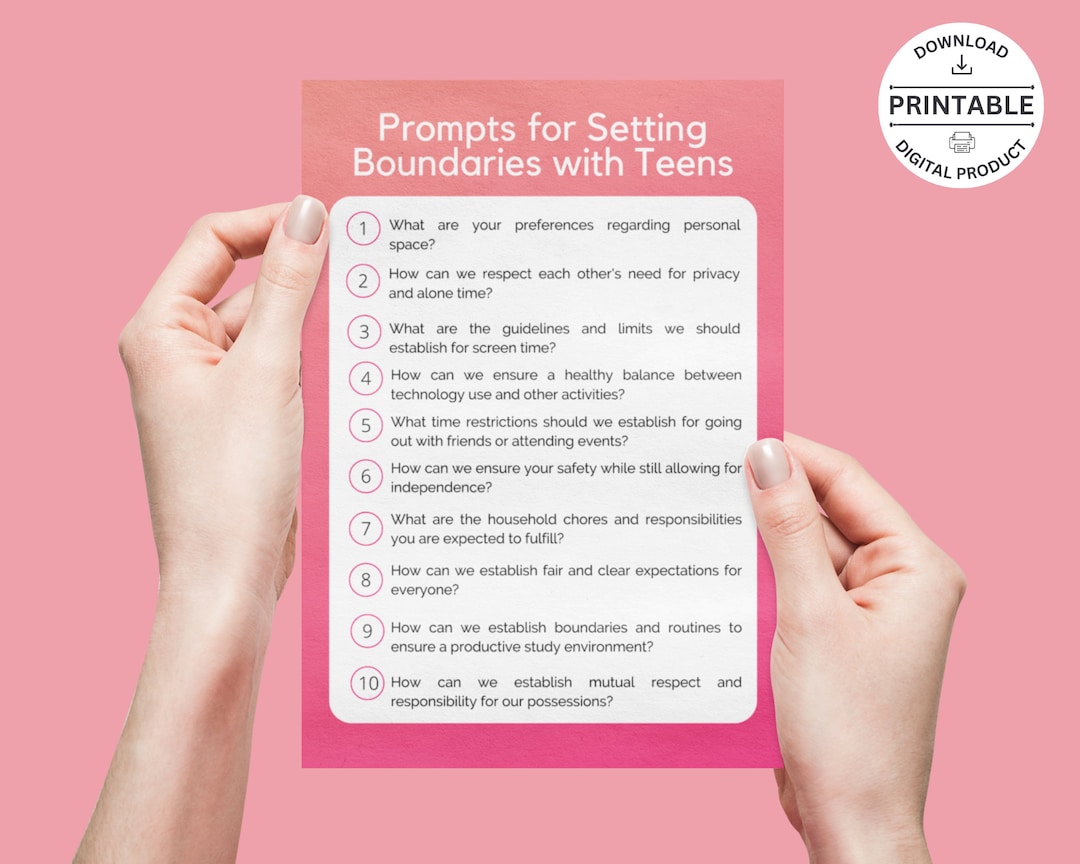 Prompts for Setting Boundaries With Teens Printable Poster Parent ...