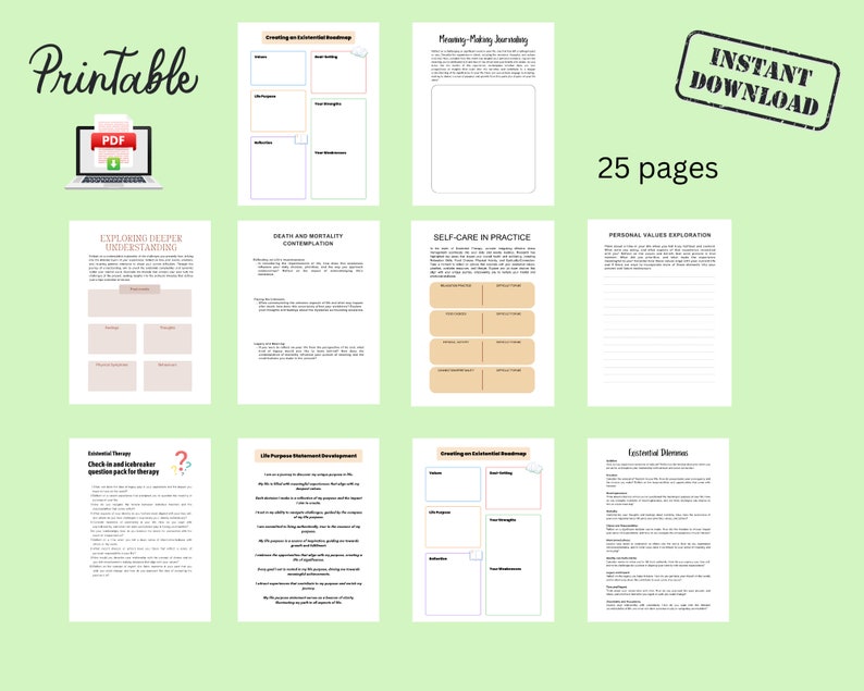 Existential Therapy Workbook, Existential Therapy Exploration ...