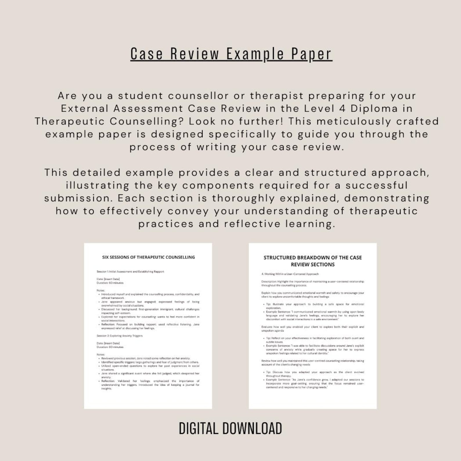 Therapeutic Counselling Case Review: Level 4 Diploma Example (PDF) - Etsy