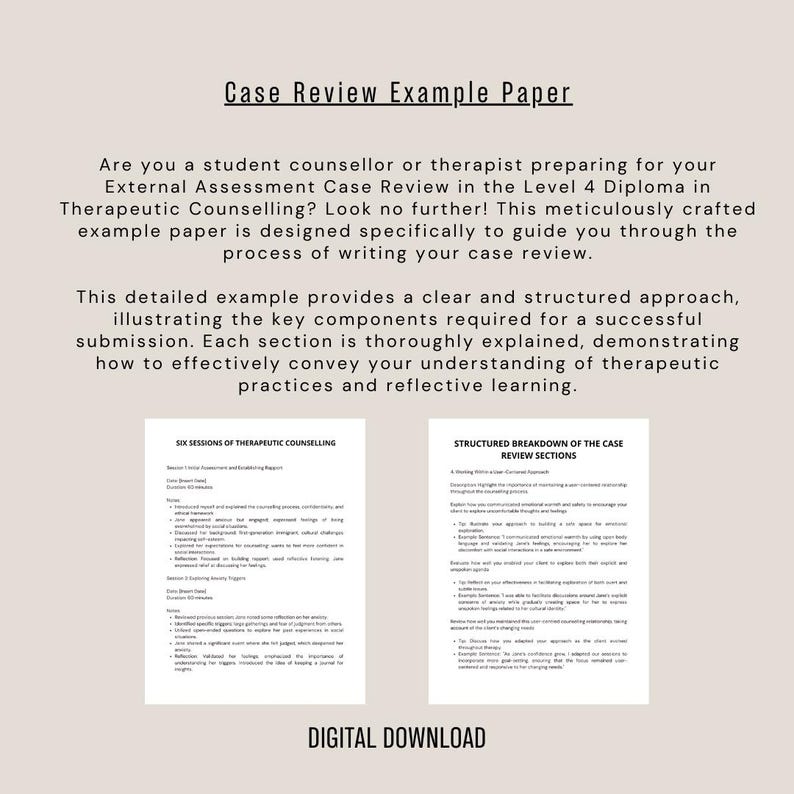 Case Review Example Pape, Level 4 Diploma in Therapeutic Counselling ...