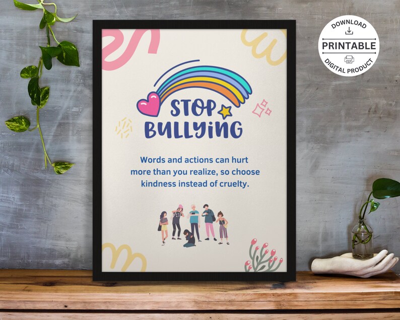 Stop Bullying Poster | Therapy Office | Motivational | School ...