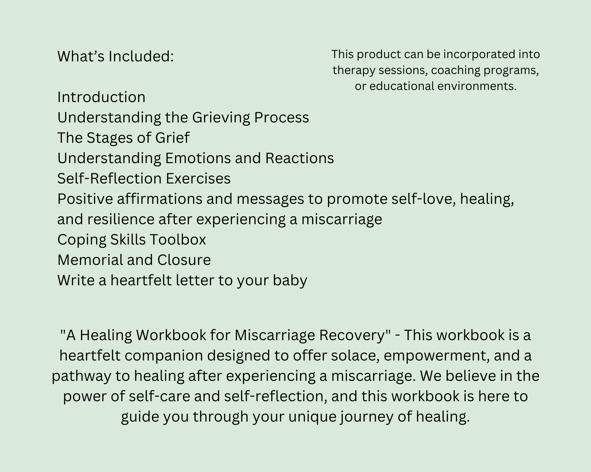 Miscarriage Recovery Healing Workbook Grief Support Therapy Resource ...