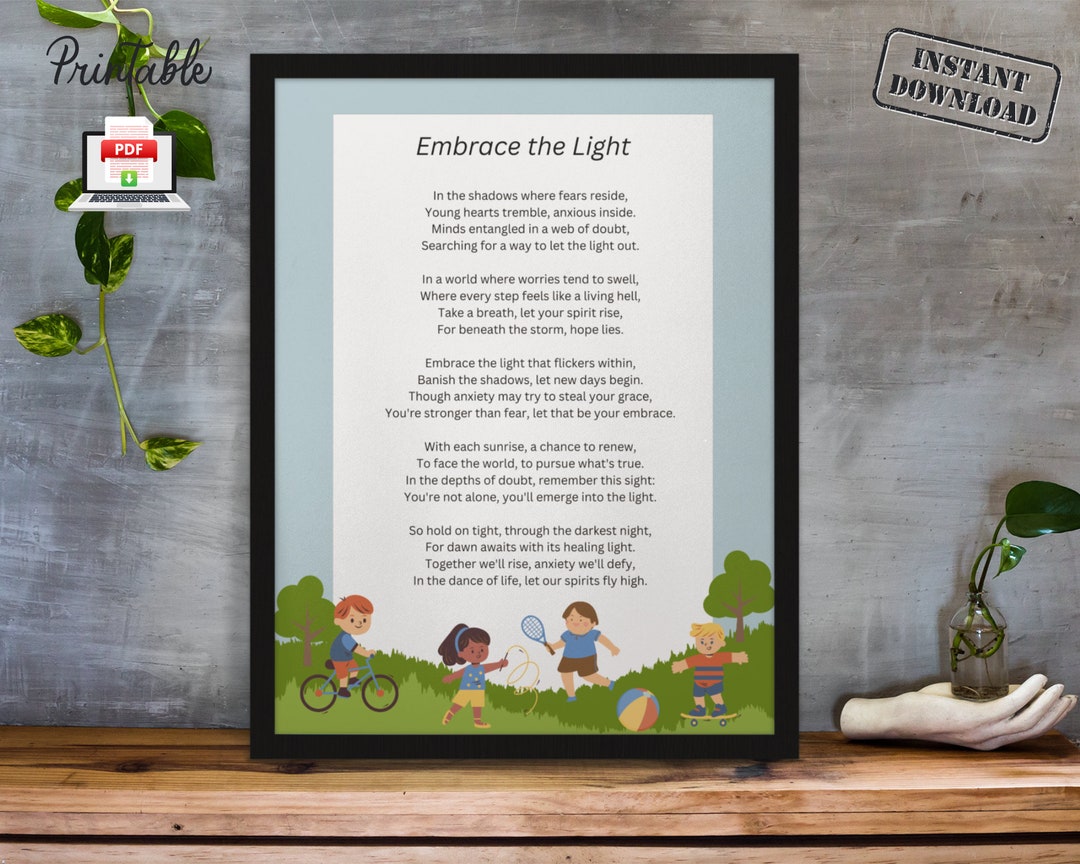 Anxiety Relief Poem for Kids and Young People, Mental Health Support ...