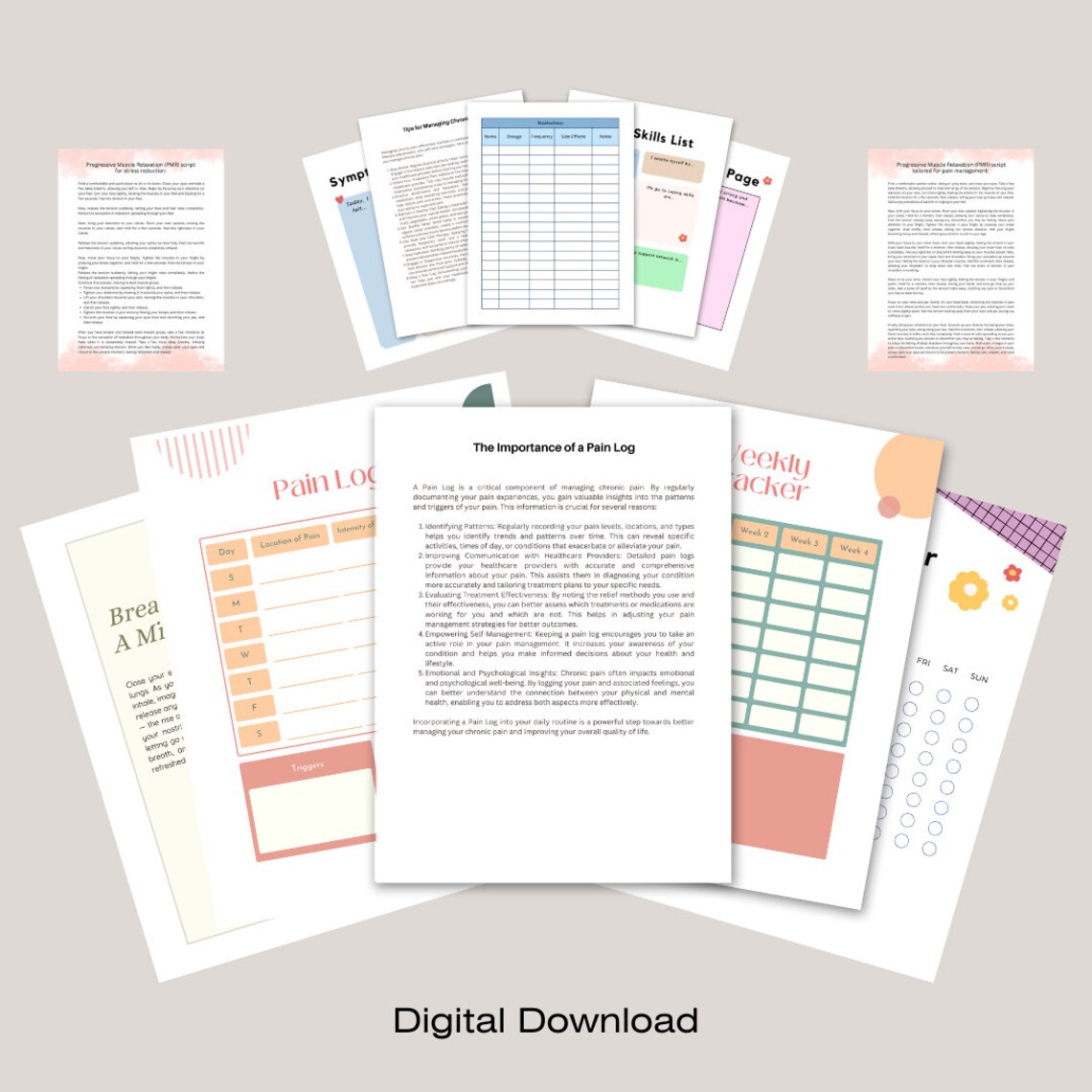 Chronic Pain Management Workbook: Symptom Tracker (A4, US Letter PDF ...