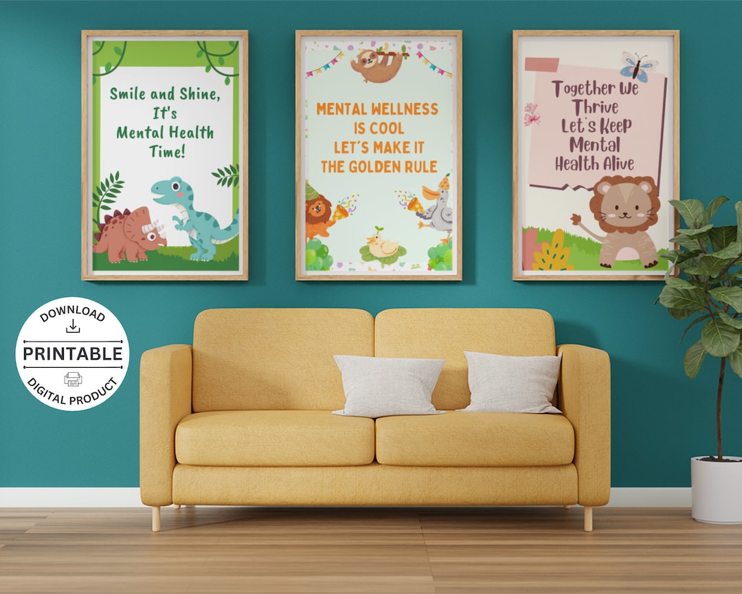 Set of 3 Kids Mental Health Posters | Therapy Office | Children Room ...