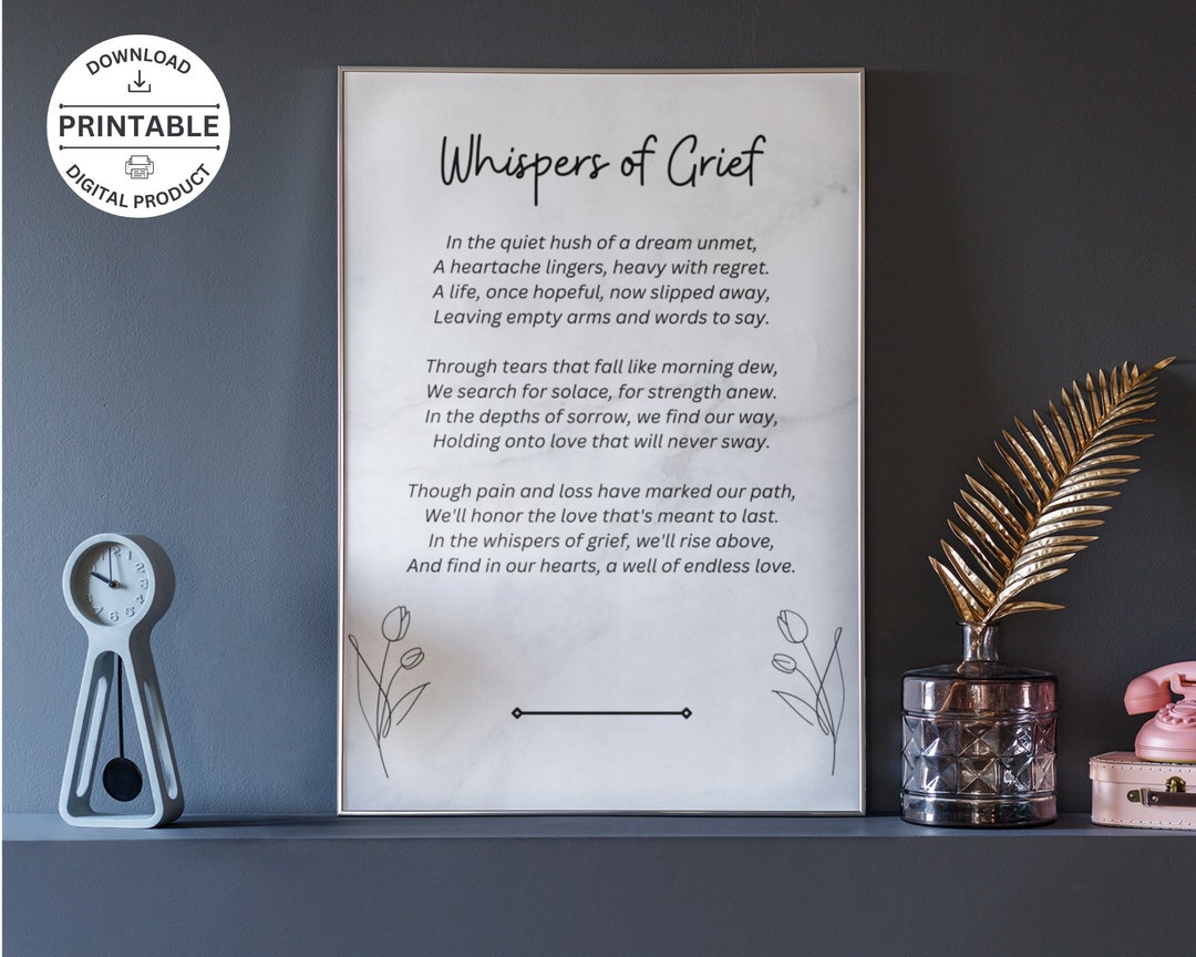 Miscarriage Poem Print, Bereavement Gift, Grief Support (A4/US Letter ...