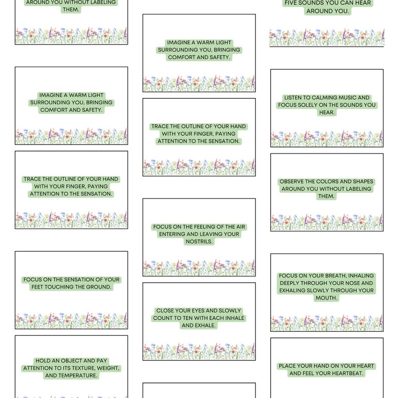 Self-harm Coping Skill, Affirmation and Mindfulness Cards for Self-harm ...