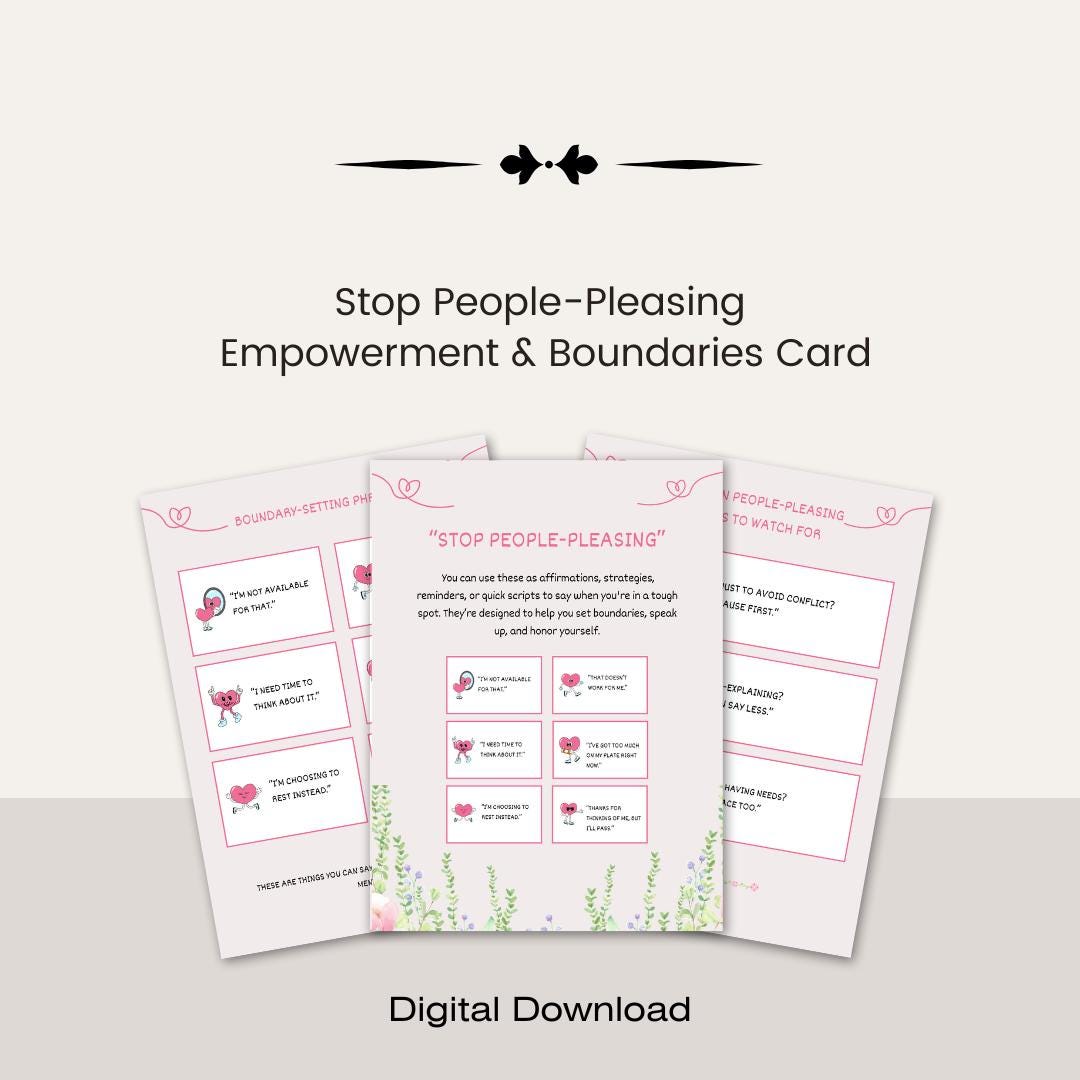 Empowerment Boundaries Cards: Stop People-pleasing (PDF) - Etsy