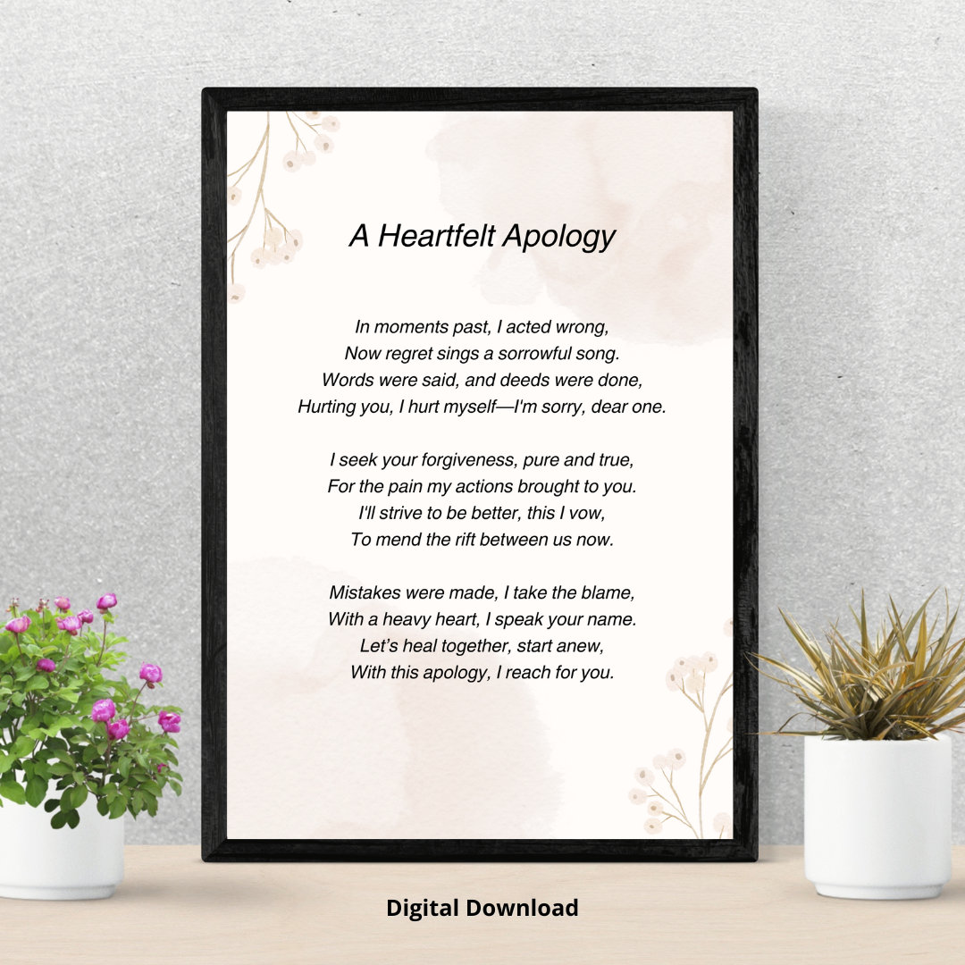 A Heartfelt Apology Poem, Express Your Sincere Regret, Apology Poem ...