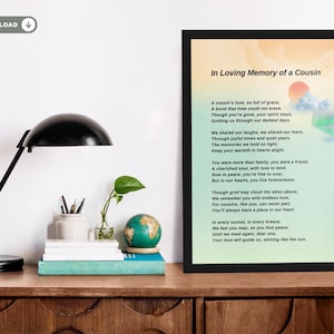 Cousin Memorial Poem Print: Loss of Cousin Gift (A4/US Letter PDF) - Etsy
