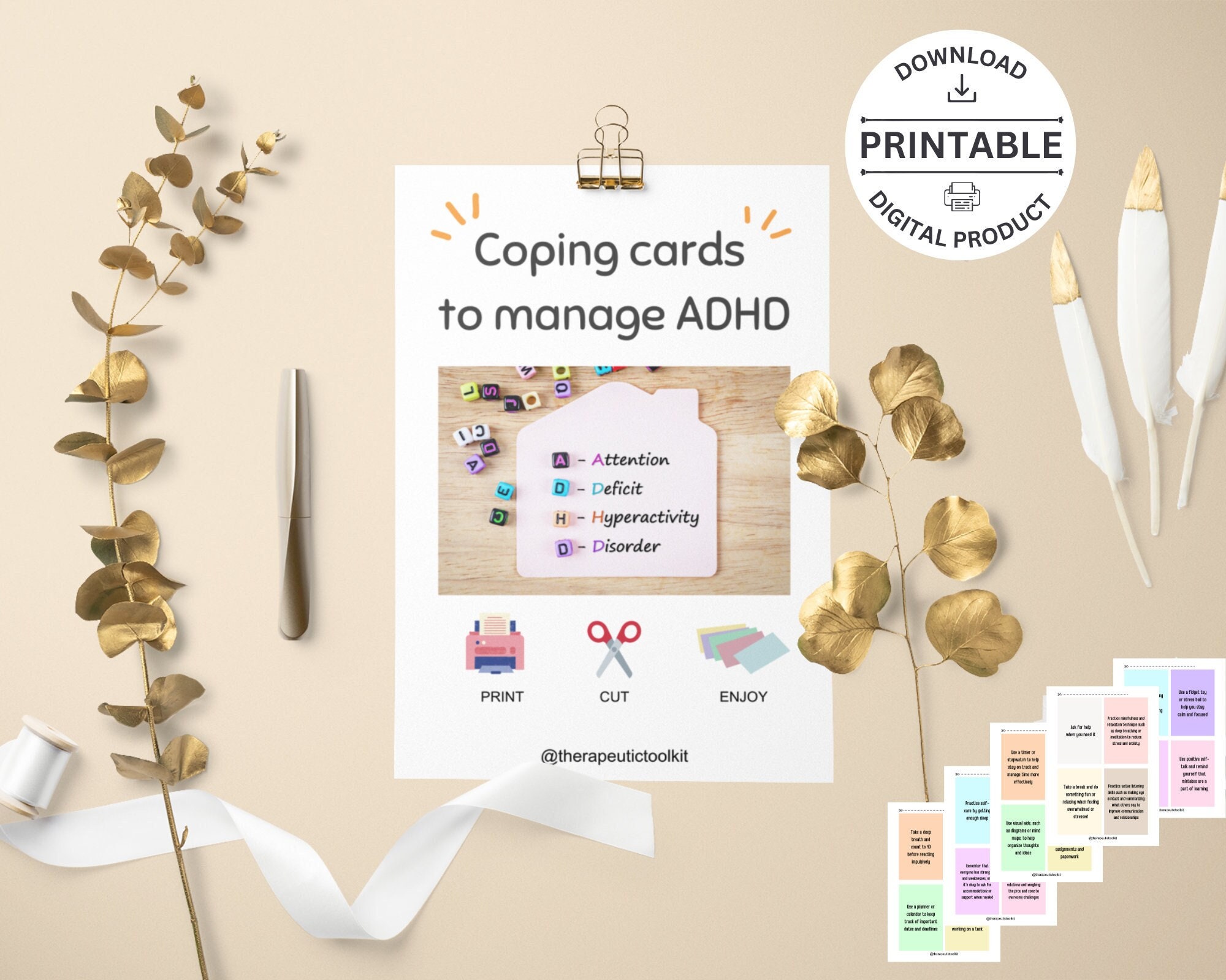 ADHD Coping Cards: 20 Focus & Management Strategies (digital Print) - Etsy