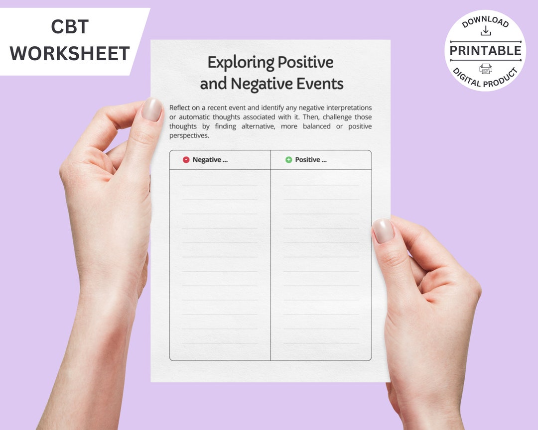 Exploring Positive and Negative Events CBT Worksheet | Emotional Well ...