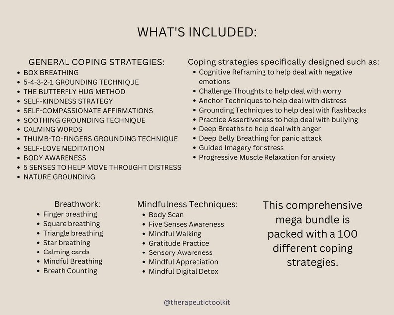 Coping Strategies Mega Bundle | Breathwork and Mindfulness Techniques ...