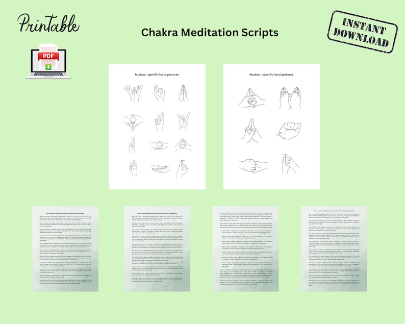 Chakra Meditation Scripts: Mudras, Chanting for Balancing (PDF) - Etsy