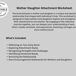 Mother-daughter Attachment Worksheet: Therapy & Self-help (PDF) - Etsy