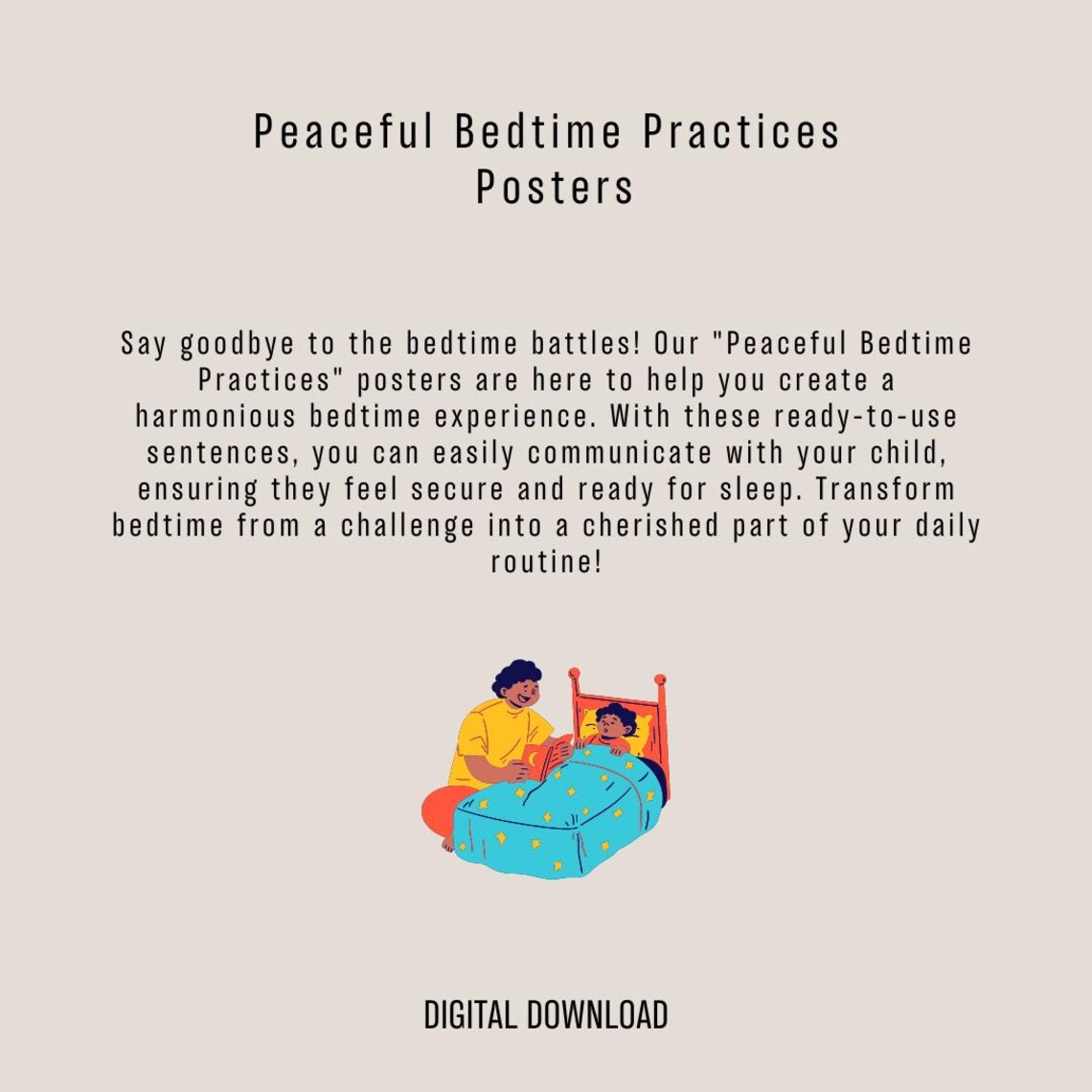 Bedtime Routine Posters: Calming Sentences, Family Resources (PDF) - Etsy