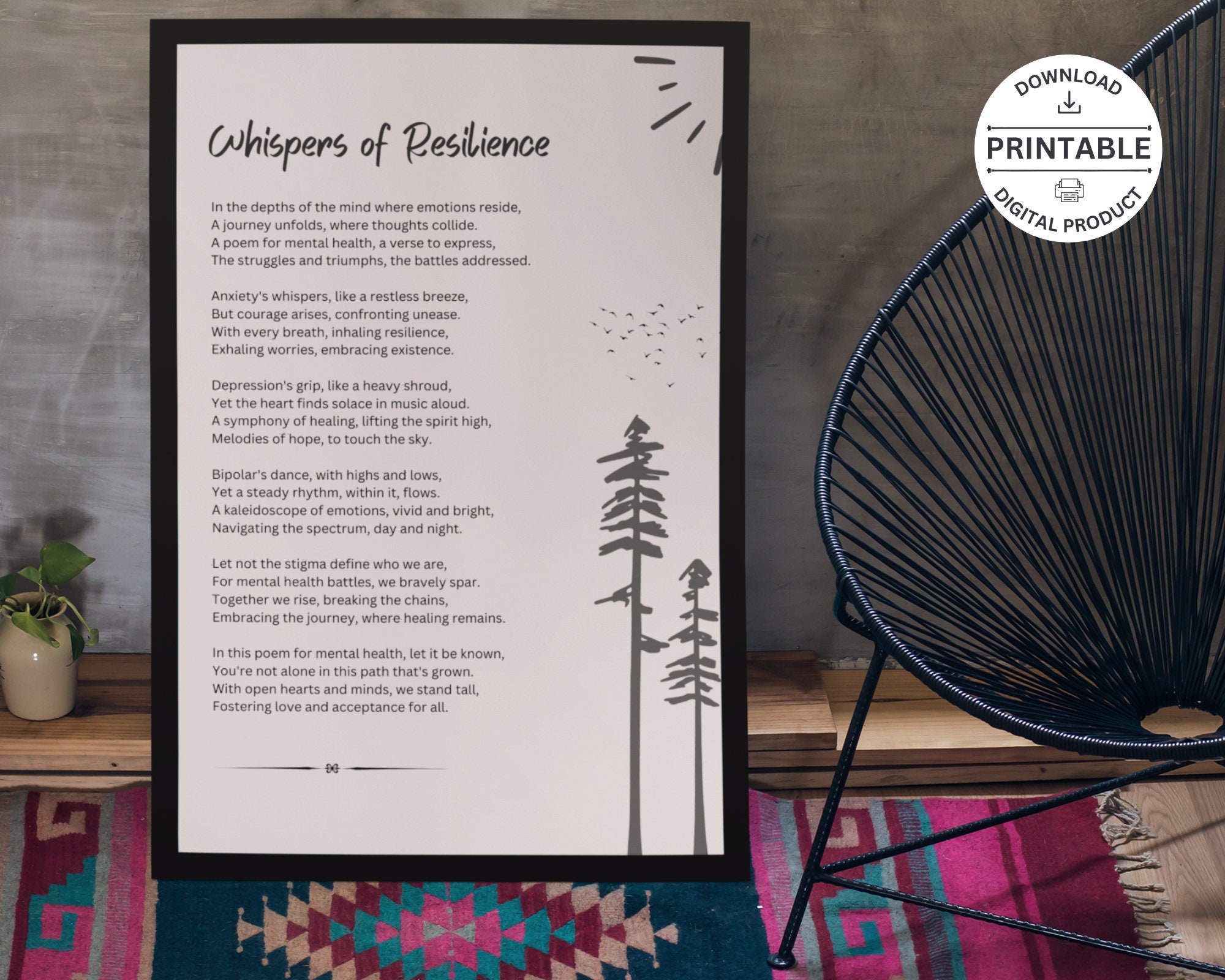 Whispers of Resilience Poem Poster Mental Health Poster Printable Poem ...