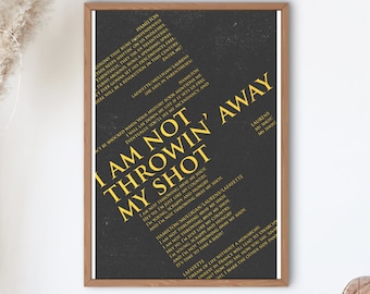 Hamilton Digital Print, I Am Not Throwing Away My Shot, My Shot, Hamilton Musical, Alexander ...