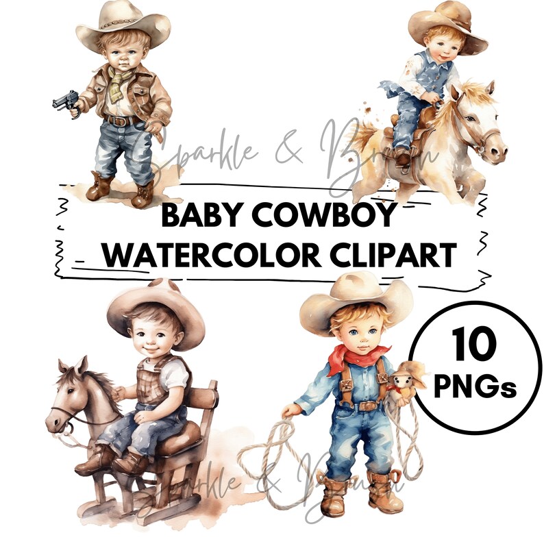 Baby Cowboy Watercolor Clipart Kids Cowboys PNG Artwork - Etsy Australia