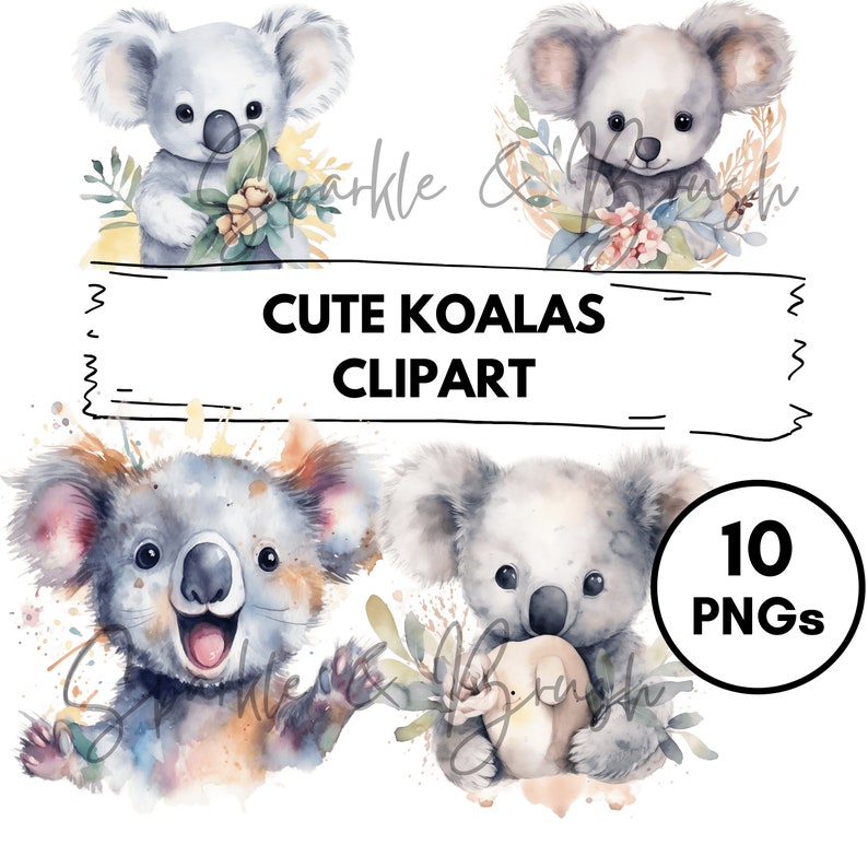 Koala Clipart Cute Koalas Artwork PNG Watercolor Clipart - Etsy Australia