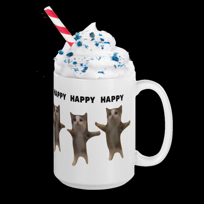 Hapi Cat Mug Happy Happy Happy Meme Tiktok White Mug Funny - Etsy