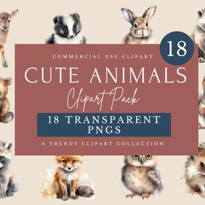 Watercolor Animal Clipart Bundle Png Baby Animal Clipart Svg Cute ...