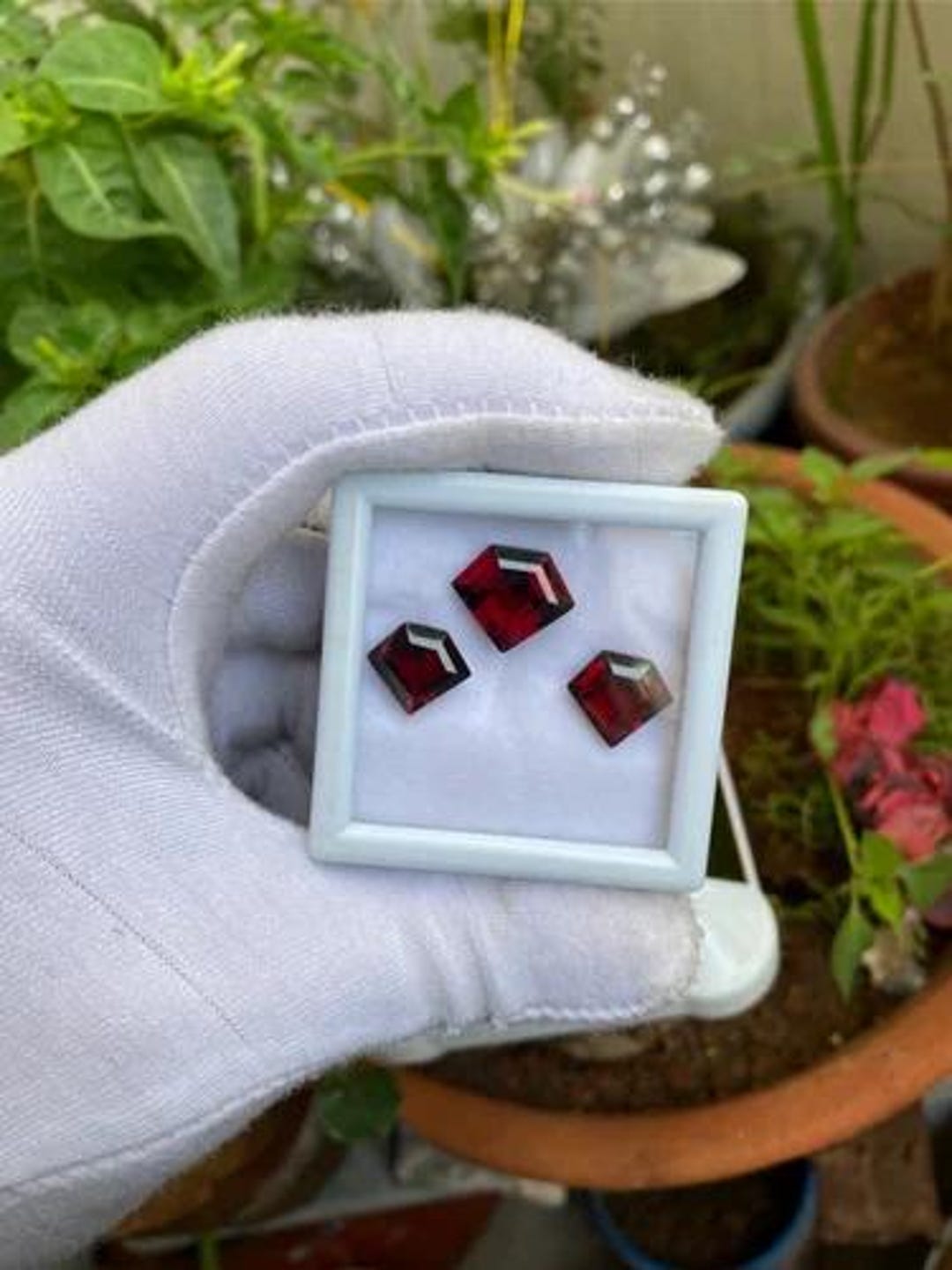 6+6 MM AAA Grade Fence Shape Facted Cut Mines Red Garnet Gemstone 20 ...