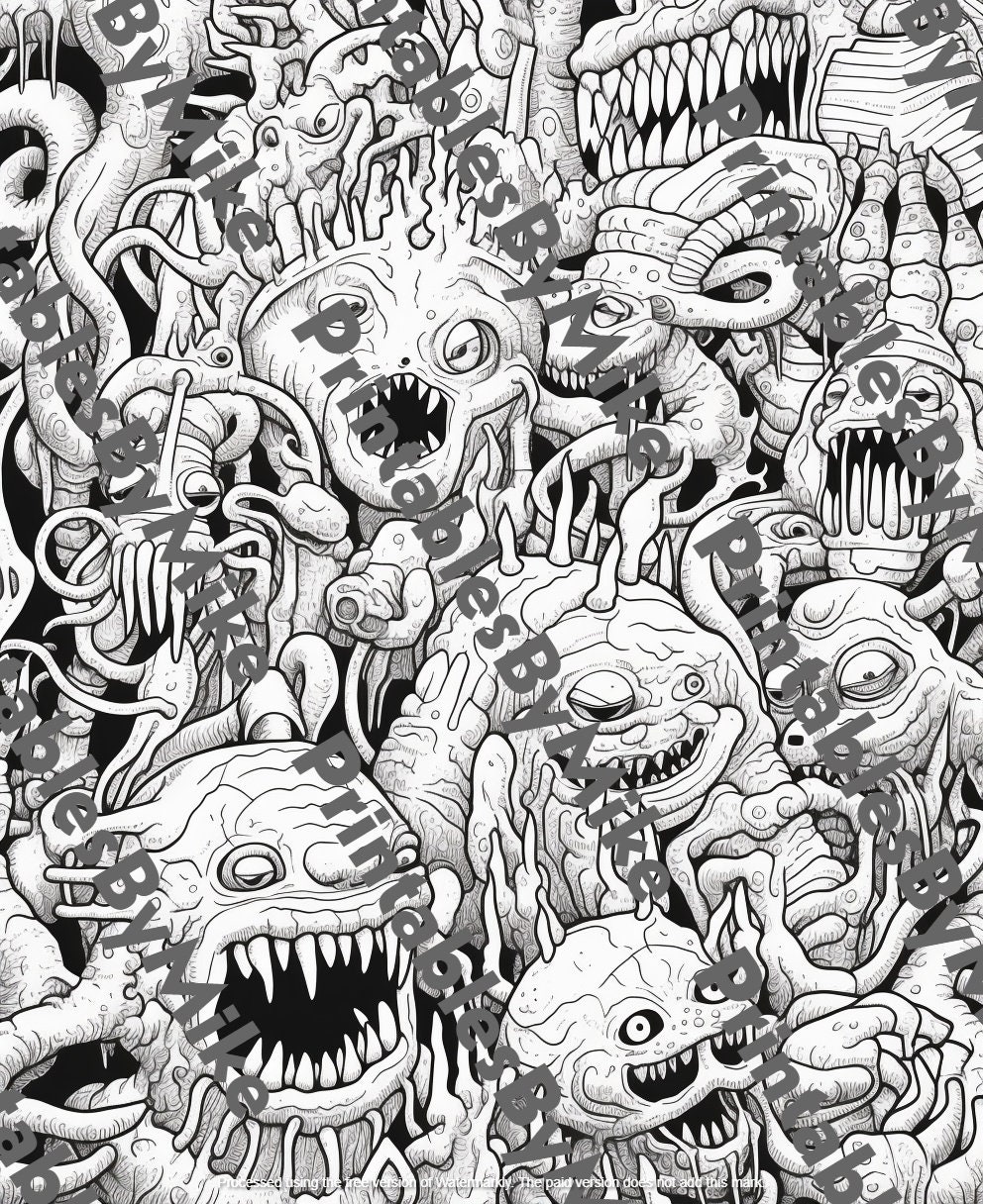 10 Creepy Coloring Book Pages. All Ages. Zombies and Ghosts - Etsy
