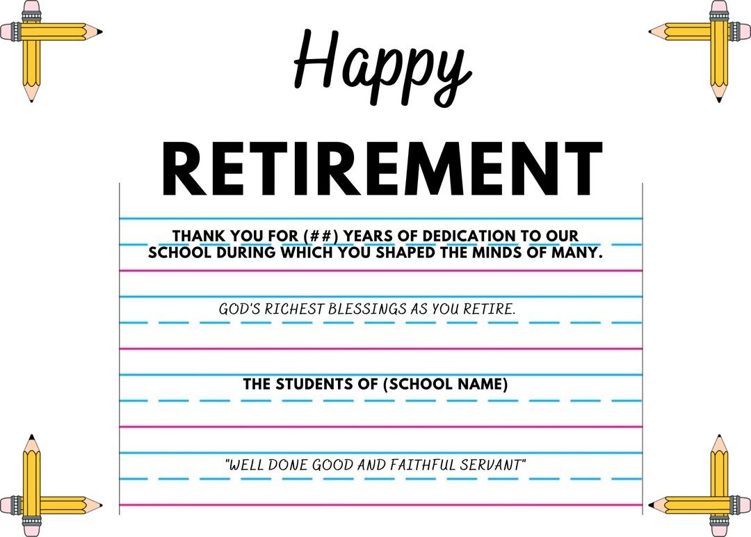 Custom Retirement Card Digital Download Fully Customizable - Etsy